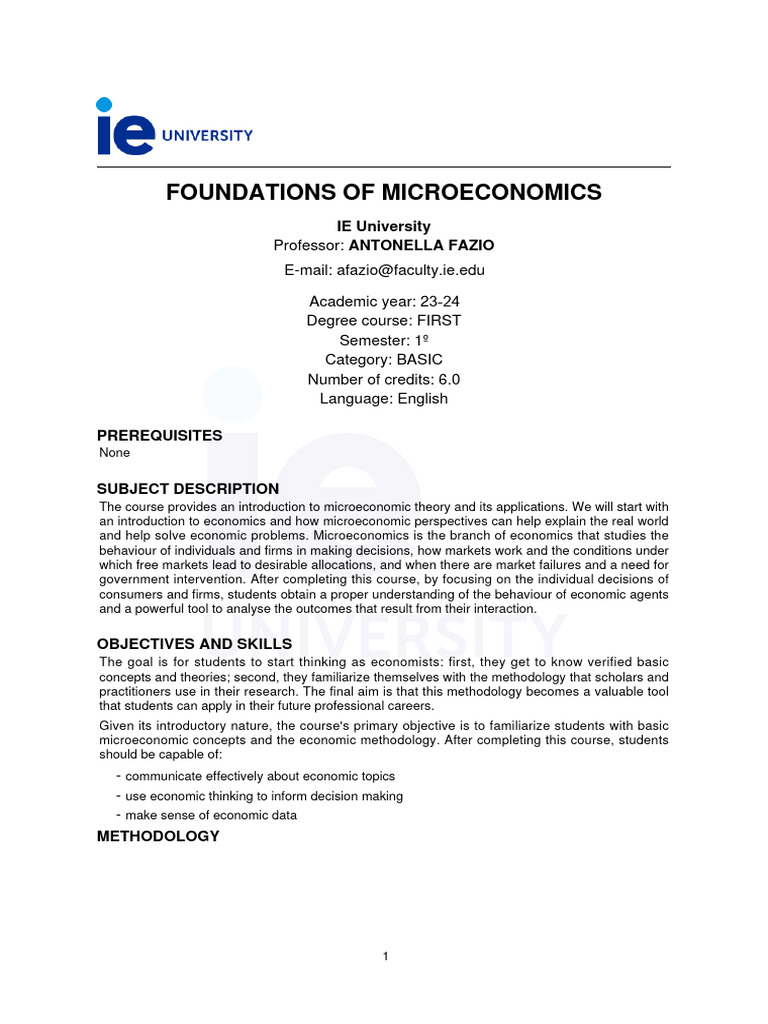 Foundations of Microeconomics | PDF | Microeconomics | Economics
