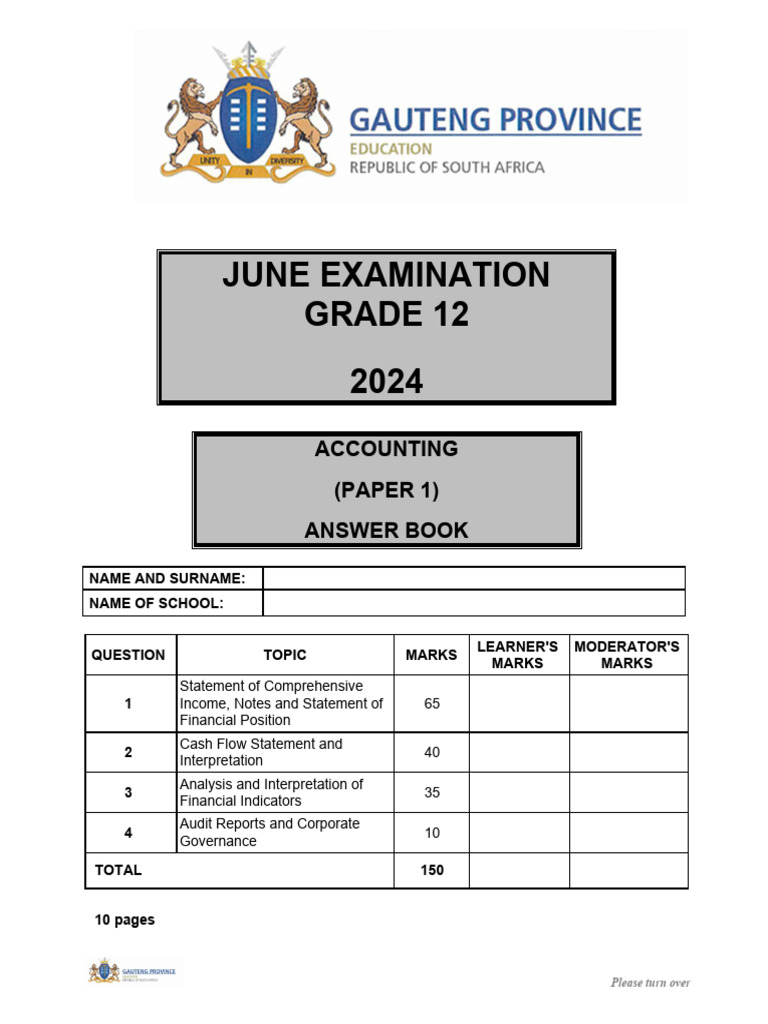 Grade 12 Accounting Exam Answer Book | PDF | Equity (Finance) | Dividend