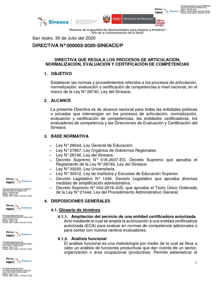 Directiva-000003-2020-P (1) - Directiva Que Regula Los Procesos de Art Norm Eval y Certi de ...
