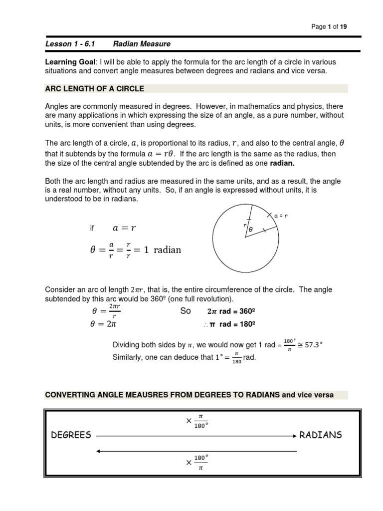 All LESSON Handouts - Chapter 6 Revised | PDF | Angle | Trigonometric ...