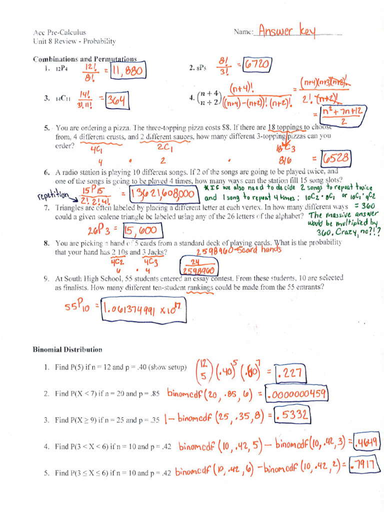 Unit 8 Probability Review Ak | PDF