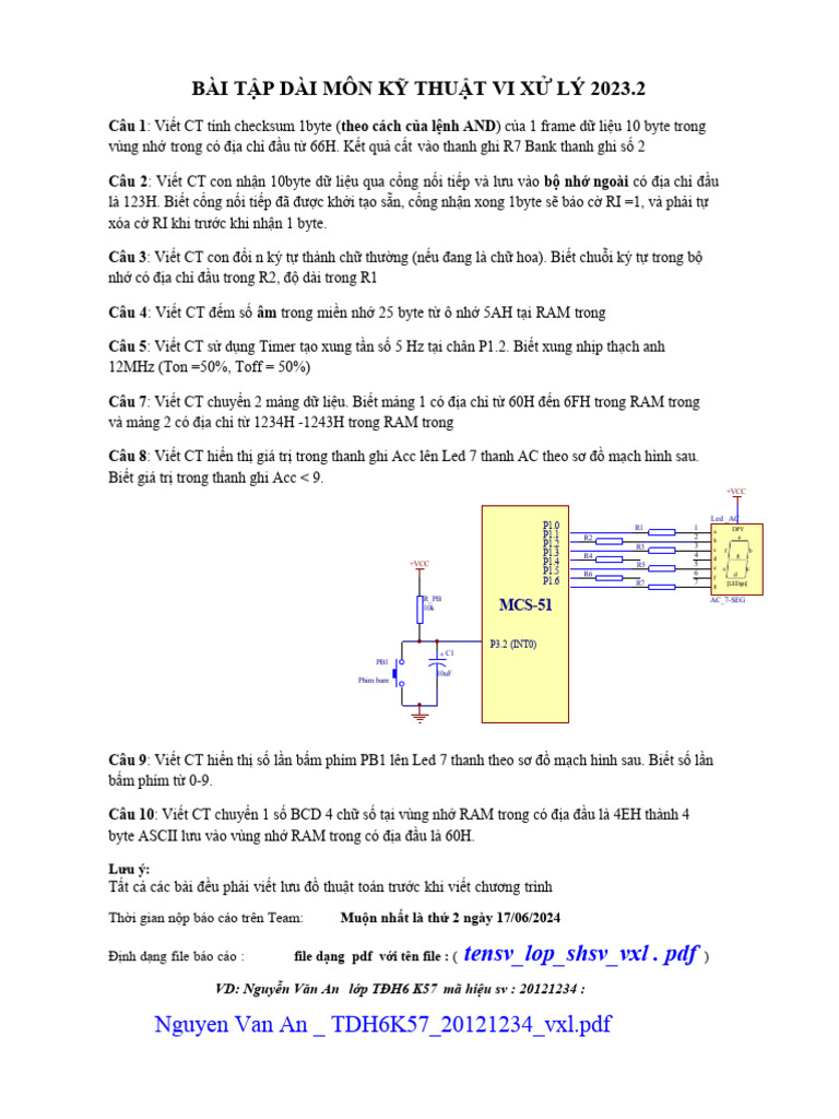 Bai Tap Dai VDK 2023.2 | PDF
