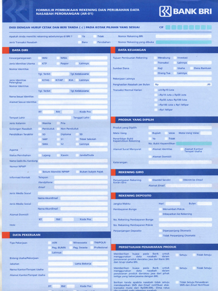 Form Pembukaan Rekening | PDF