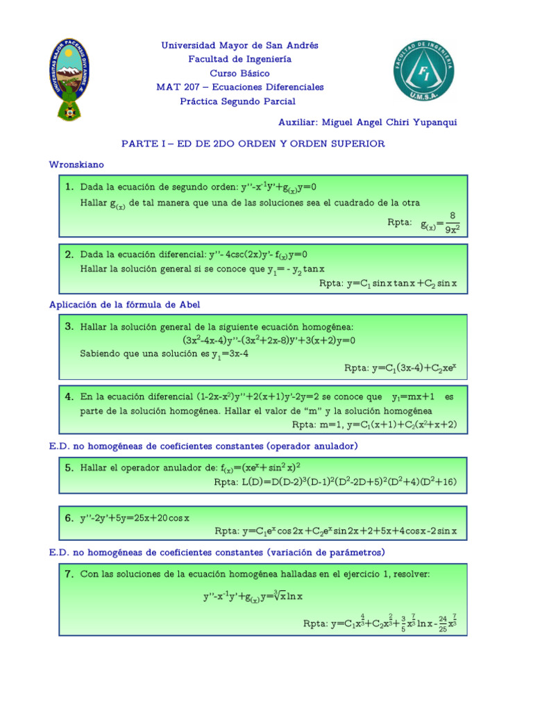 Prac 2p Ecuas | PDF | Conceptos matemáticos | Álgebra
