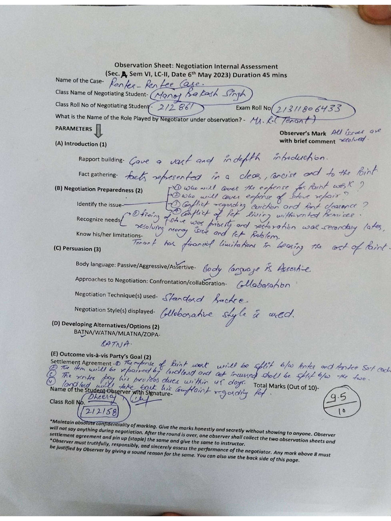 Observation Sheet | PDF