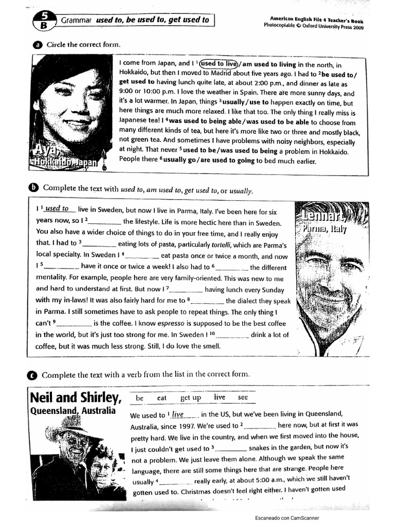 GRAMMAR 5B Further Practice Used To Be Used To Get Used To | PDF