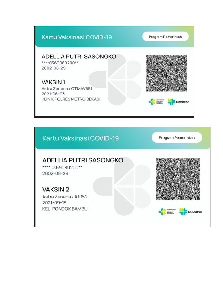 Sertifikat Vaksin Dosis 1 2 3 Pdf