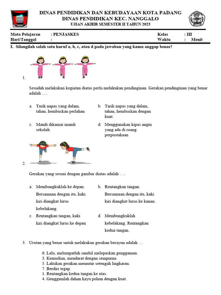 Soal Pas Pjok Kls 3 S-2 Tahun 2023 | PDF