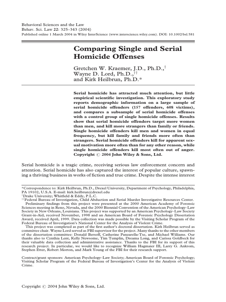 Kraemer Et Al., 2004 | PDF | Offender Profiling | Serial Killer Kraemer Et Al., 2004 | PDF | Offender Profiling | Serial Killer