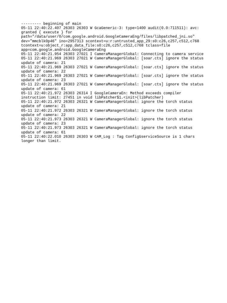 Google Camera Debug Logs | PDF