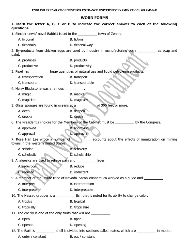 N0 13 - Word Form | PDF | Chemistry