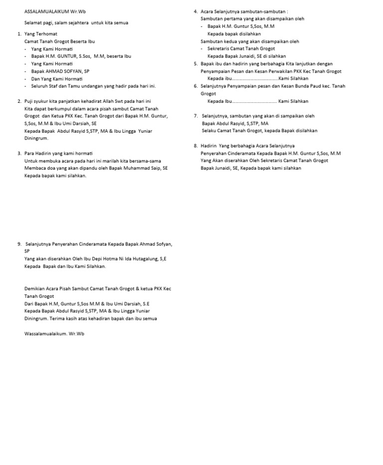 Susunan Acara Pisah Sambut | PDF