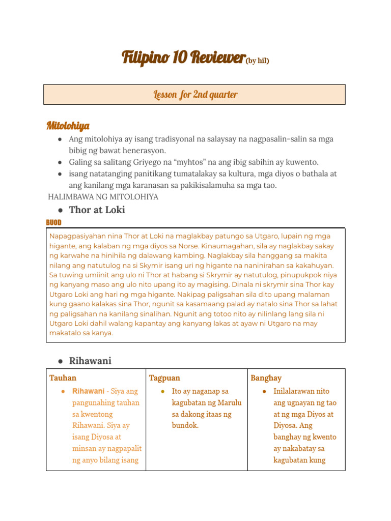 Filipino Reviewer | PDF