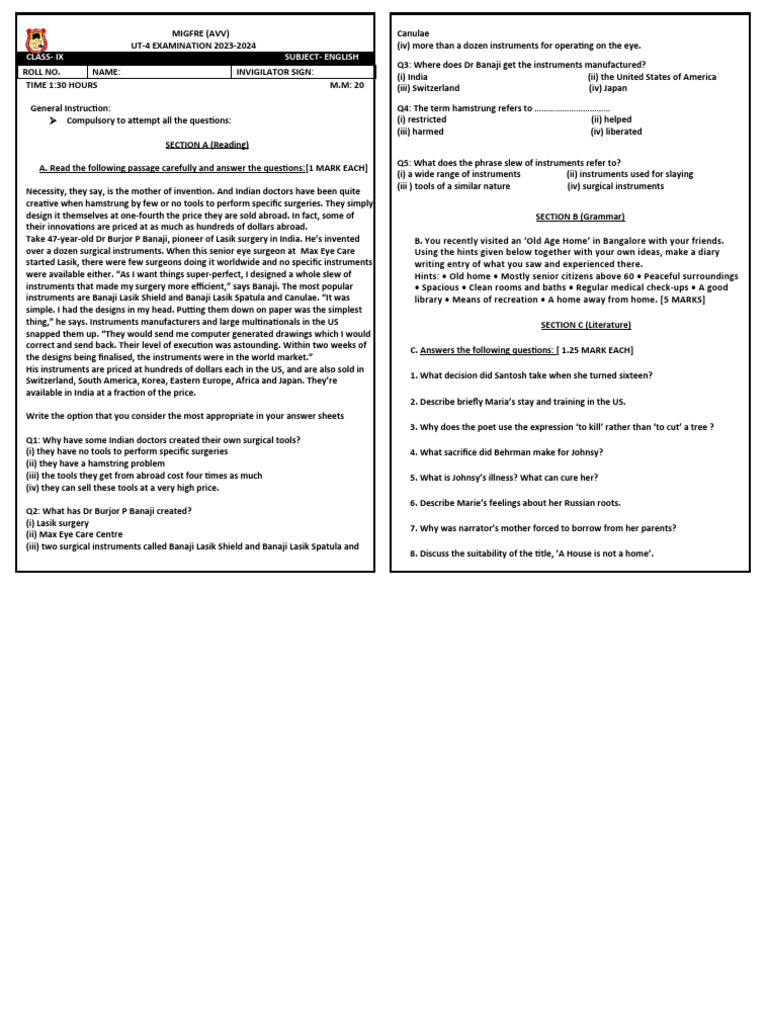 9th Eng Ut2 | PDF | Surgery