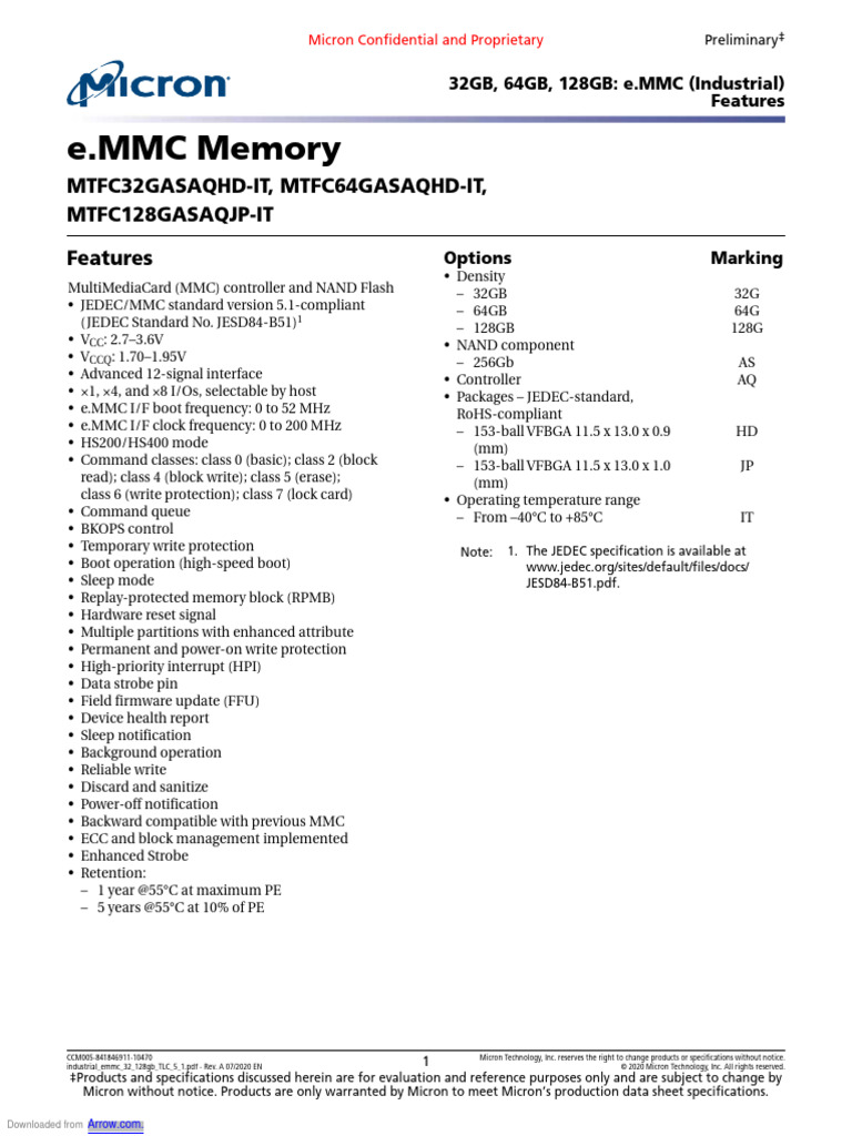 Industrial Emmc 32 128gb TLC 5 1 | PDF | Computer Engineering | Computing