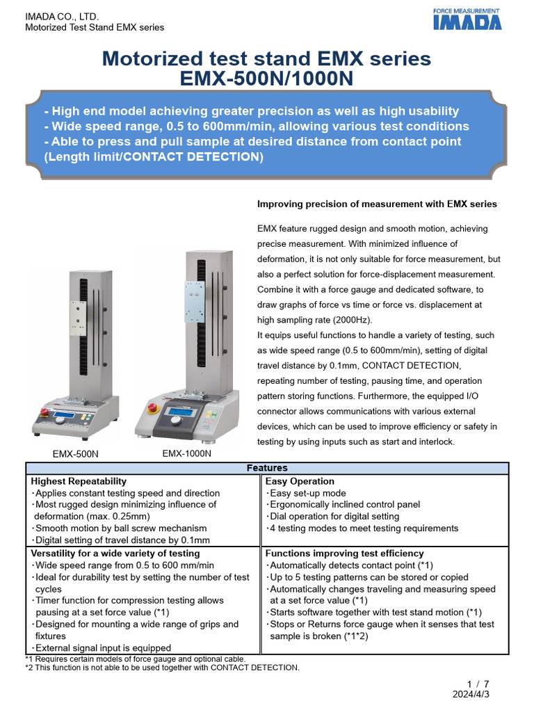 imada - emx series | PDF | Force | Timer