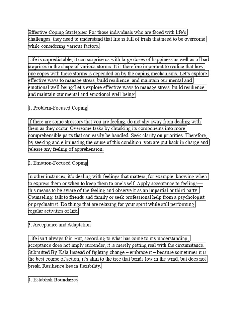 Effective Coping Strategies for Resilience | PDF | Psychological ...