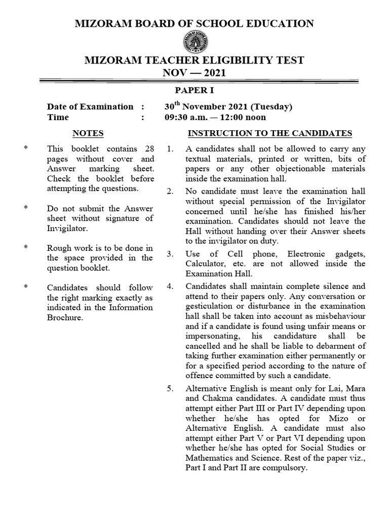 Mtet 2021 Paper 12 | Download Free PDF | Second Language Acquisition ...