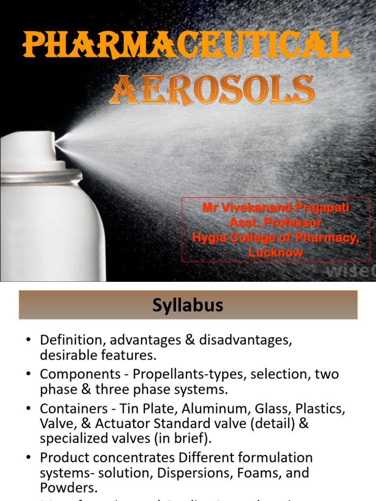 Unit-5 Industrial Pharmacy Pharmaceutical Aerosol Part-2 | PDF ...