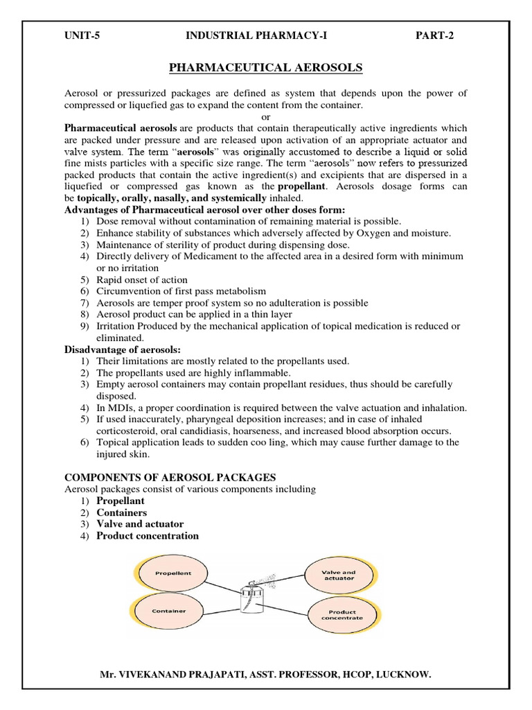 Unit-5 - PHARMACEUTICAL AEROSOLS - Part-2 | PDF | Chlorofluorocarbon ...