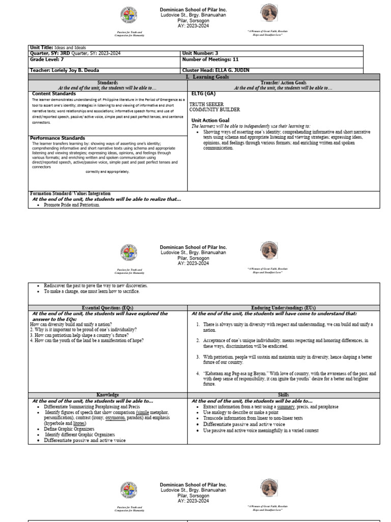 3rd ENGLISH 7 UNIT PLAN AND LP (AutoRecovered) | Download Free PDF | Linguistics