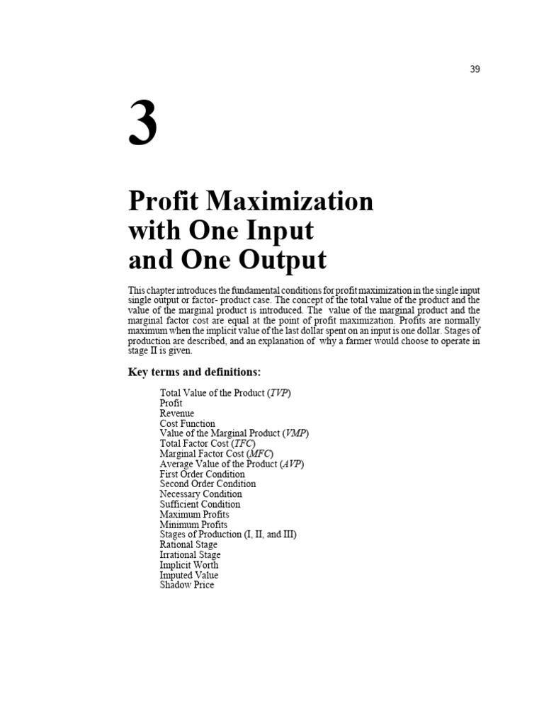 Profit Maximization With One Input and One Output | PDF | Profit ...
