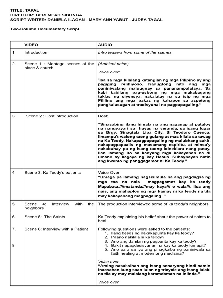 Documentary Script 1 | PDF