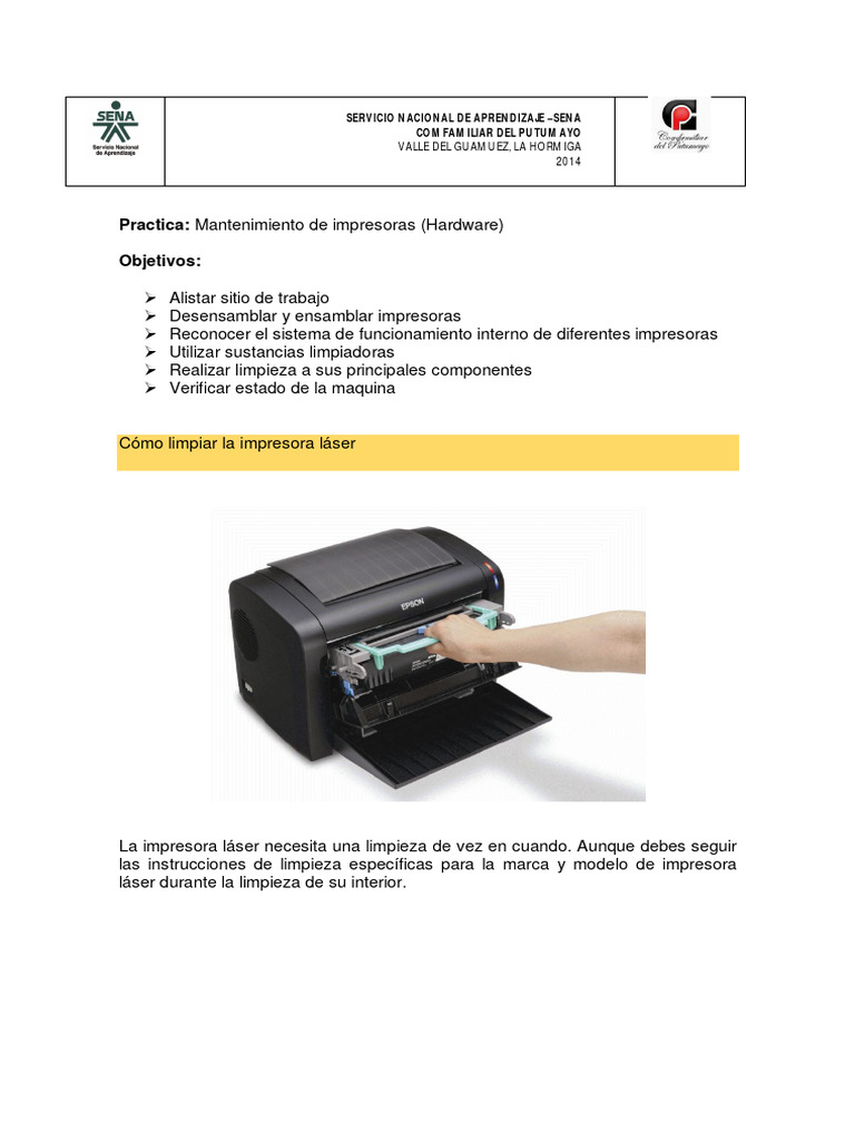 Limpieza y Mantenimiento de Impresoras | PDF | Impresora (Computación ...