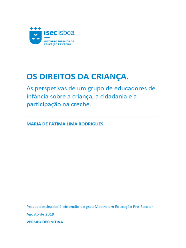 Maria de Fátima Rodrigues | PDF | Pré-escola | Família