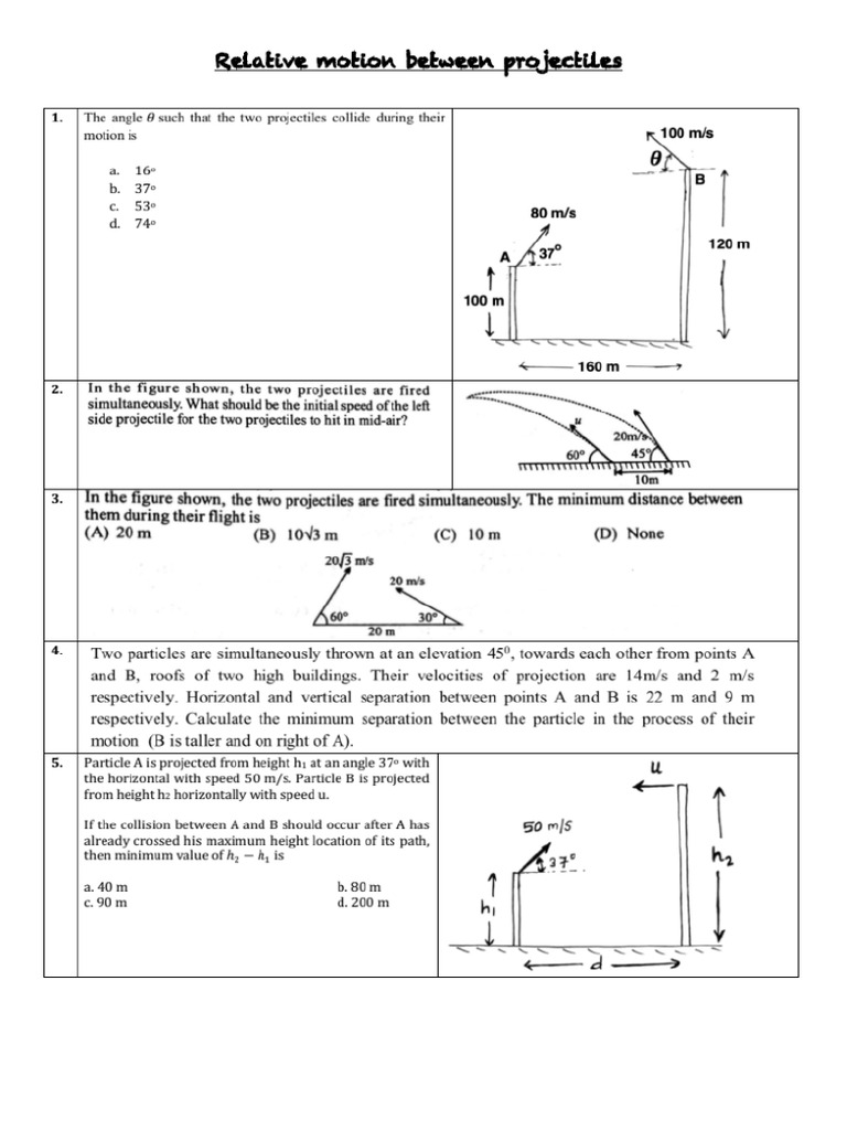 3 Relative Motion Between Poectiles | PDF