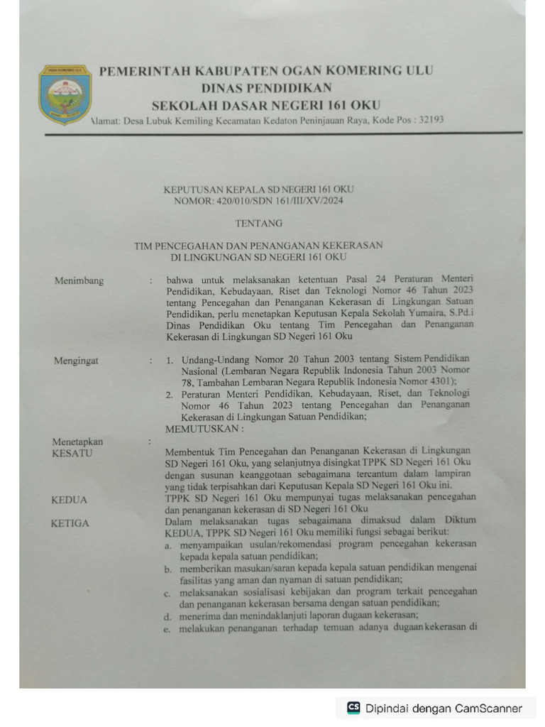 TPPK SDN 161 Oku | PDF