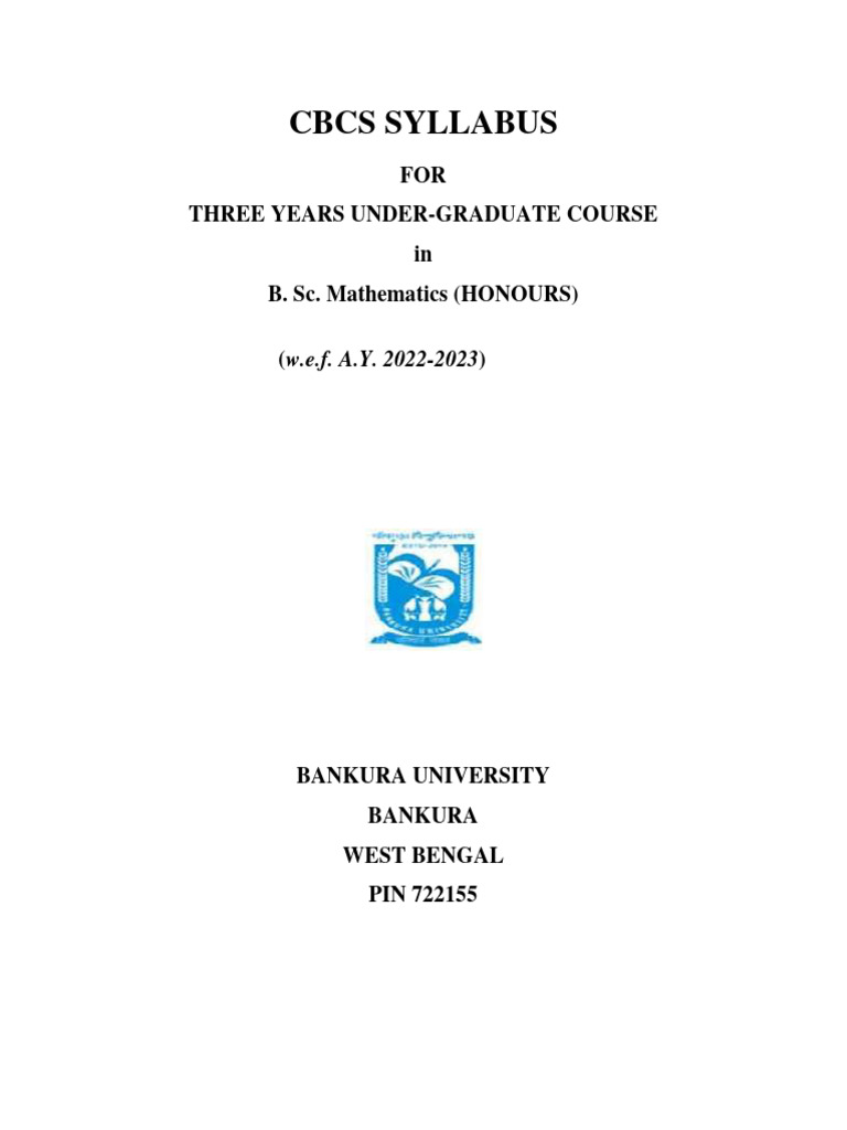 Cbcs Syllabus: FOR Three Years Under-Graduate Course in B. Sc. Mathematics (HONOURS) | Download ...