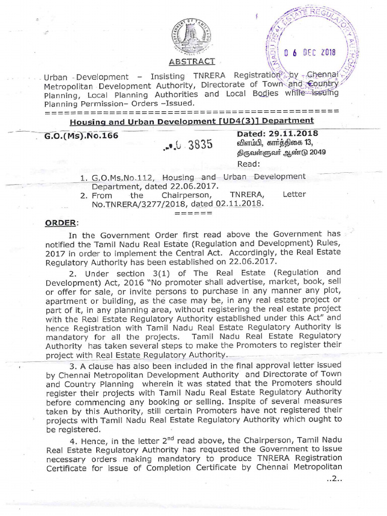 Order - RERA Mandatory For Planning Permission | PDF