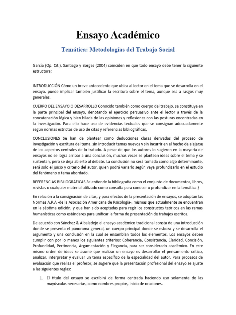Ensayo Académico | PDF | Ensayos