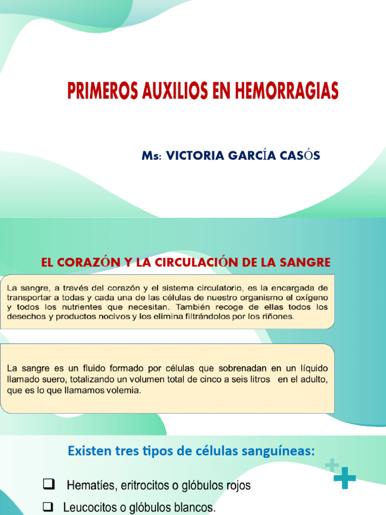 PRIMEROS AUXILIOS EN HEMORRAGIAS Comprimido | PDF | Herida | Sangre