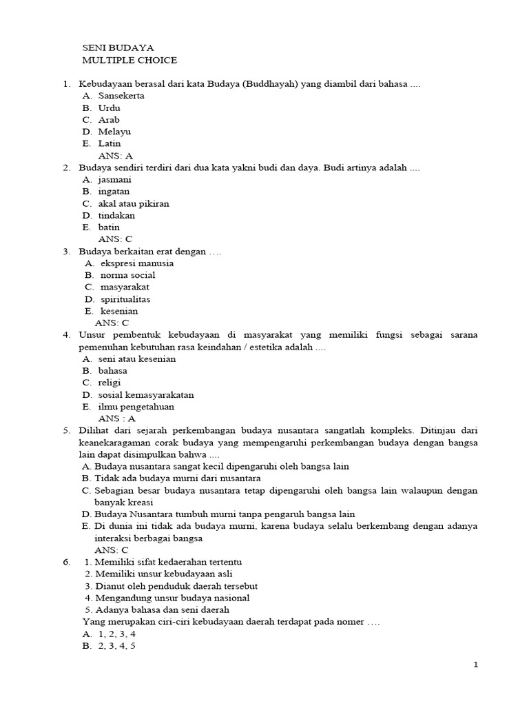 Soal PTS Senbud X Gasal | PDF