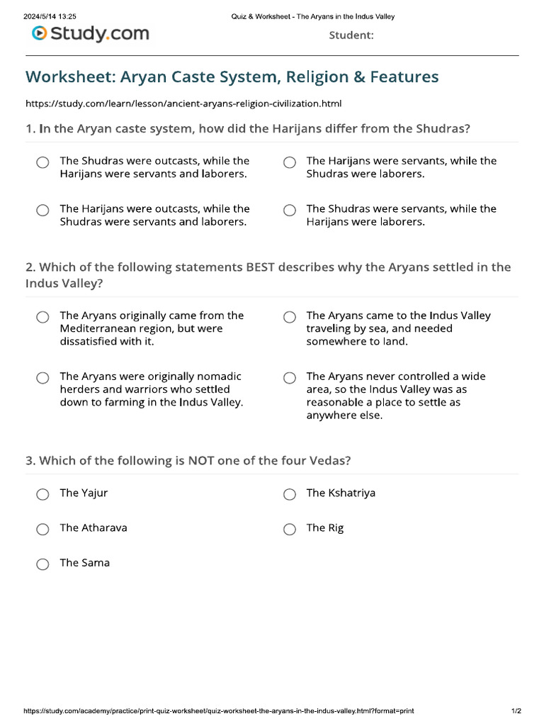 Aryan Caste System | PDF