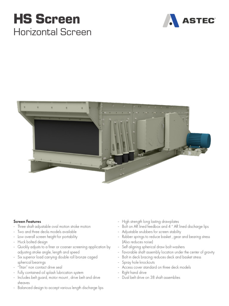 Hs Horizontal Screens Spec Sheet English | PDF | Belt (Mechanical ...