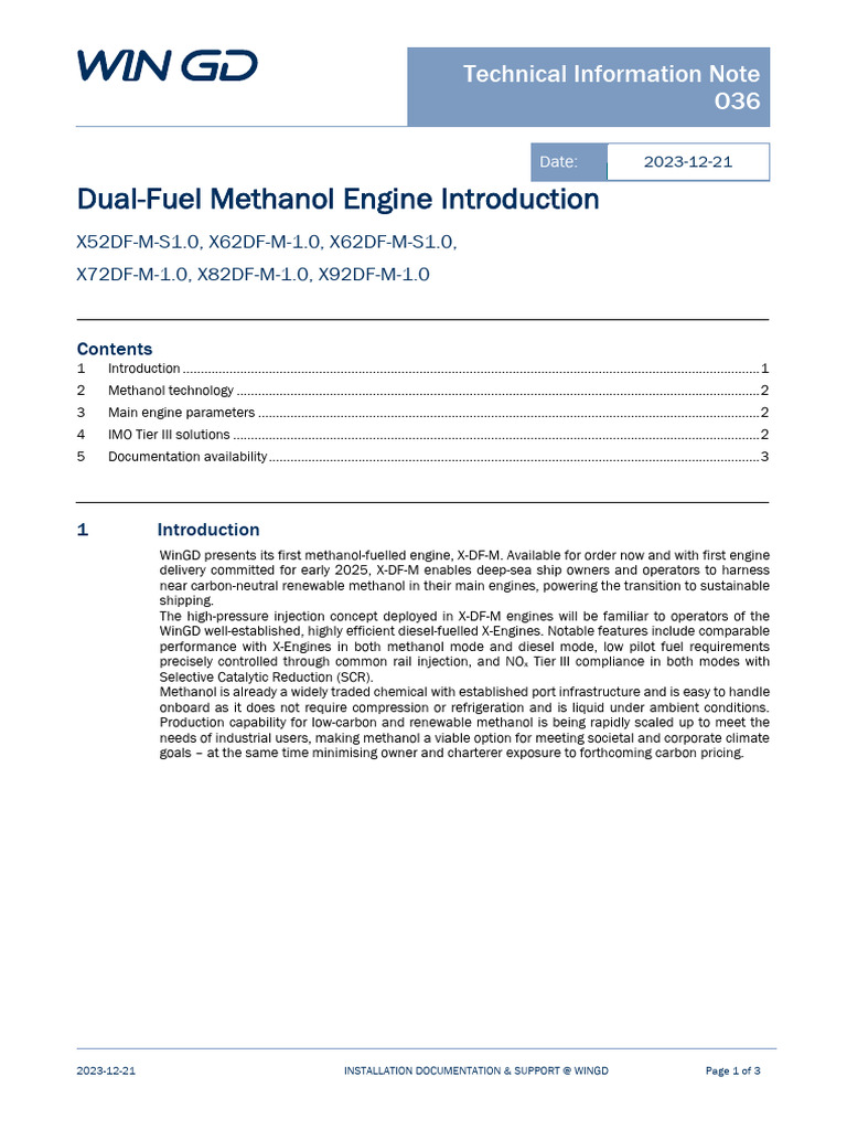 WinGD_TIN036_Dual-Fuel-Methanol-Engine-Development | PDF | Diesel ...