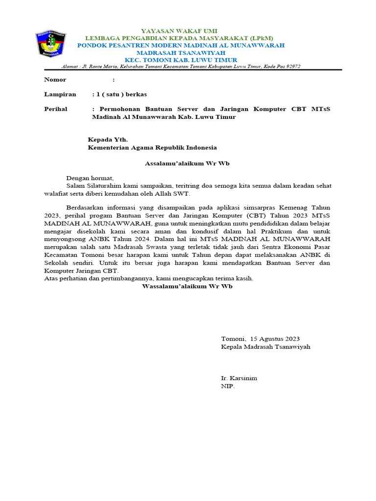 Propo. Permohonan CBT | PDF