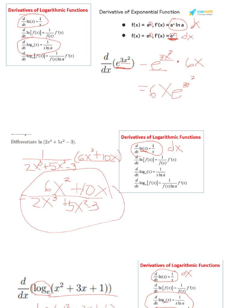 Log and Exponential Derivative, Higher Derivative | PDF
