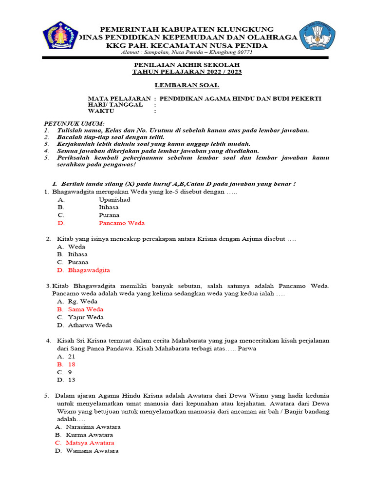 Uas Pend - Ah Dan BP, 2022,2023 | PDF