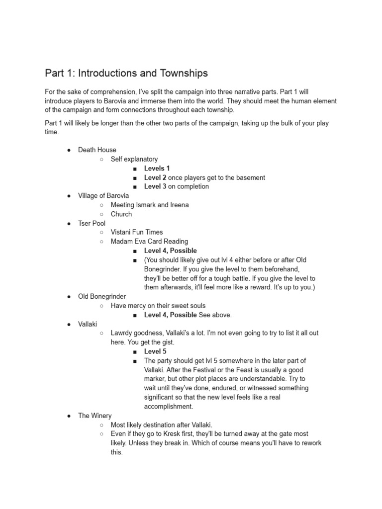 CoS Outline Levels by u_MandyMod | PDF