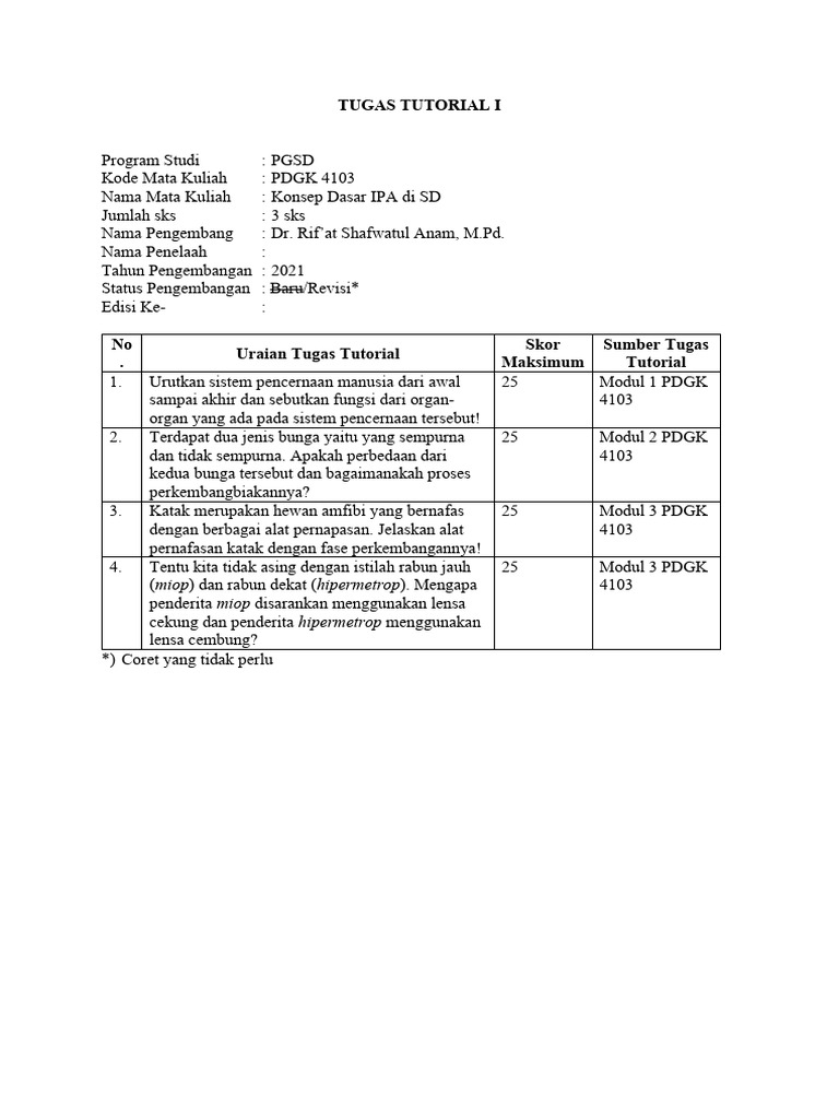 TUGAS TUTORIAL I Konsep Dasar IPA | PDF