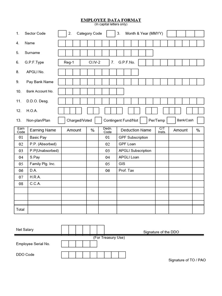 Employees Data Format Proforma | PDF | Economies | Money