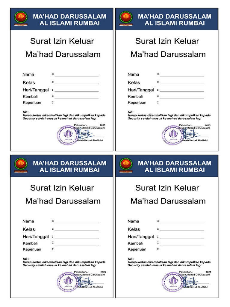 SURAT IZIN KELUAR WORD | PDF