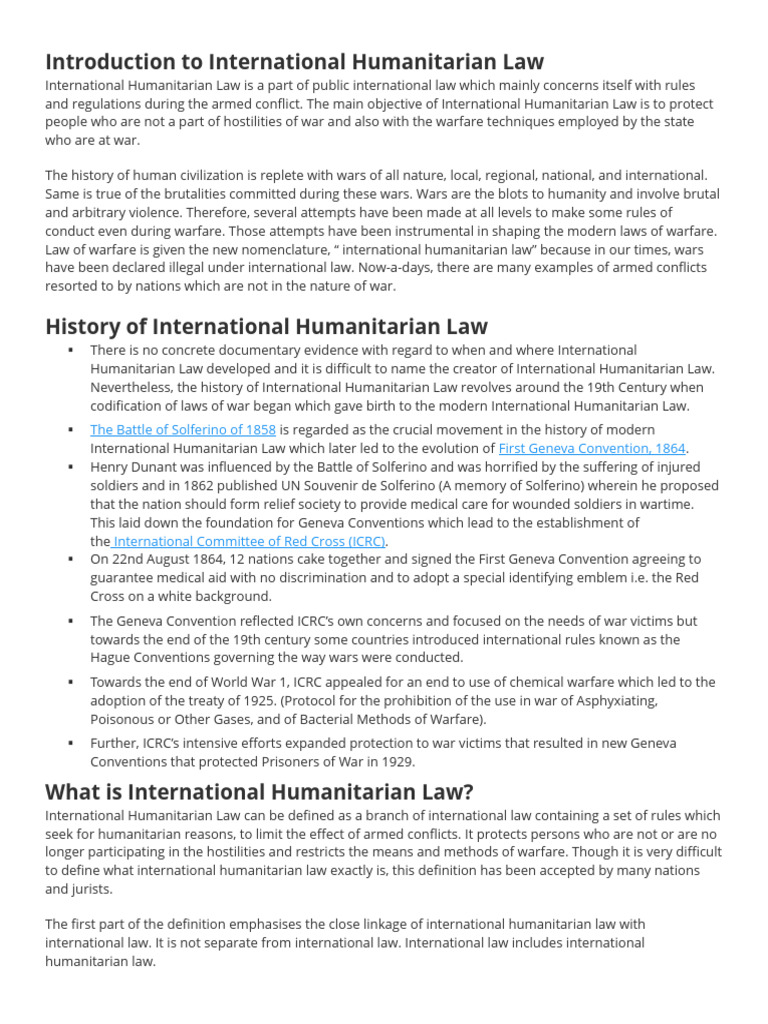 Overview of International Humanitarian Law | PDF | Responsibility To ...
