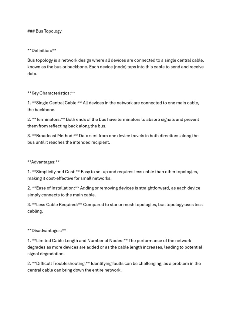 Bus Topology class notes | Download Free PDF | Network Topology ...