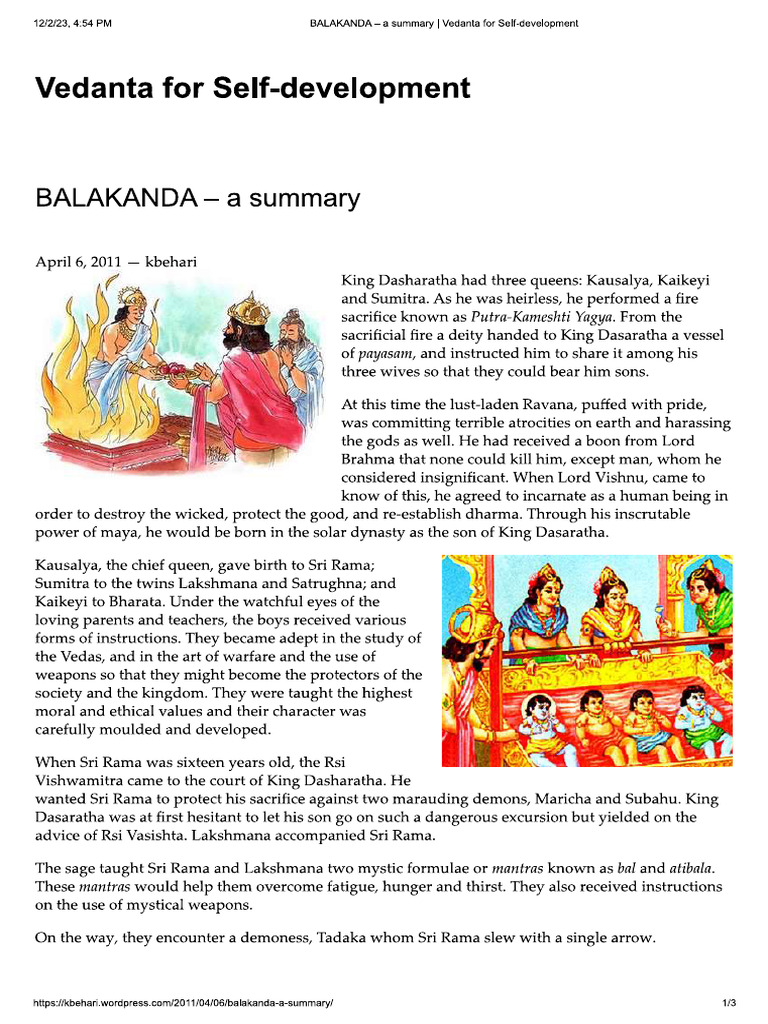 Ramayana Bal-Kand Summary Part-1 | PDF