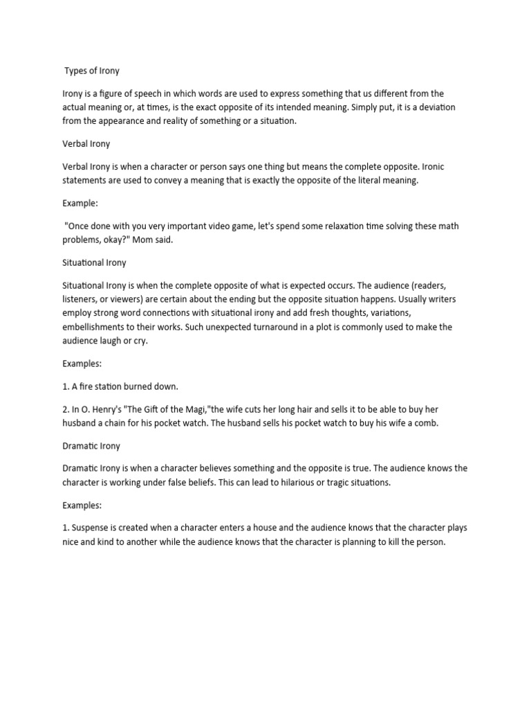 Understanding Types of Irony | PDF | Language Arts & Discipline